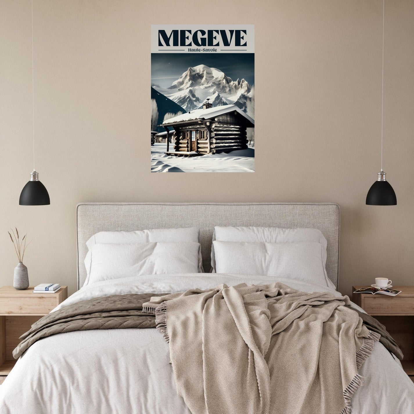 Tableau alu – Affiche vintage « Chalet à Megève » – Tableaux photos paysages ｜ Alu Art Mountains